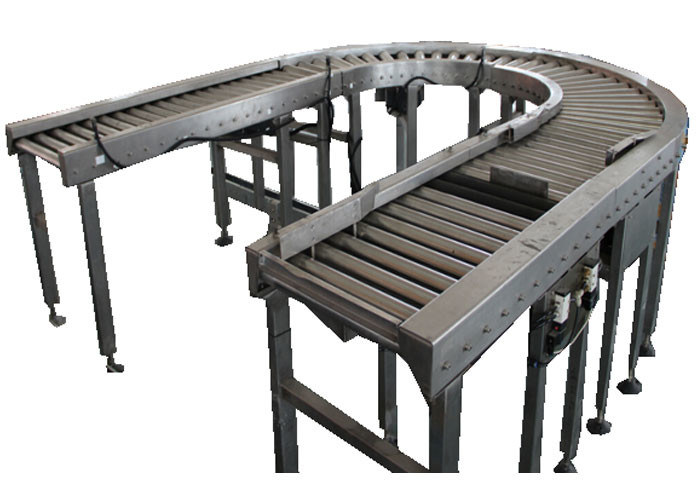 SEW Motor Curve Roller Conveyor 0.75 - 1.5 KW การจัดเรียงพาเลทในสายการบรรจุ
